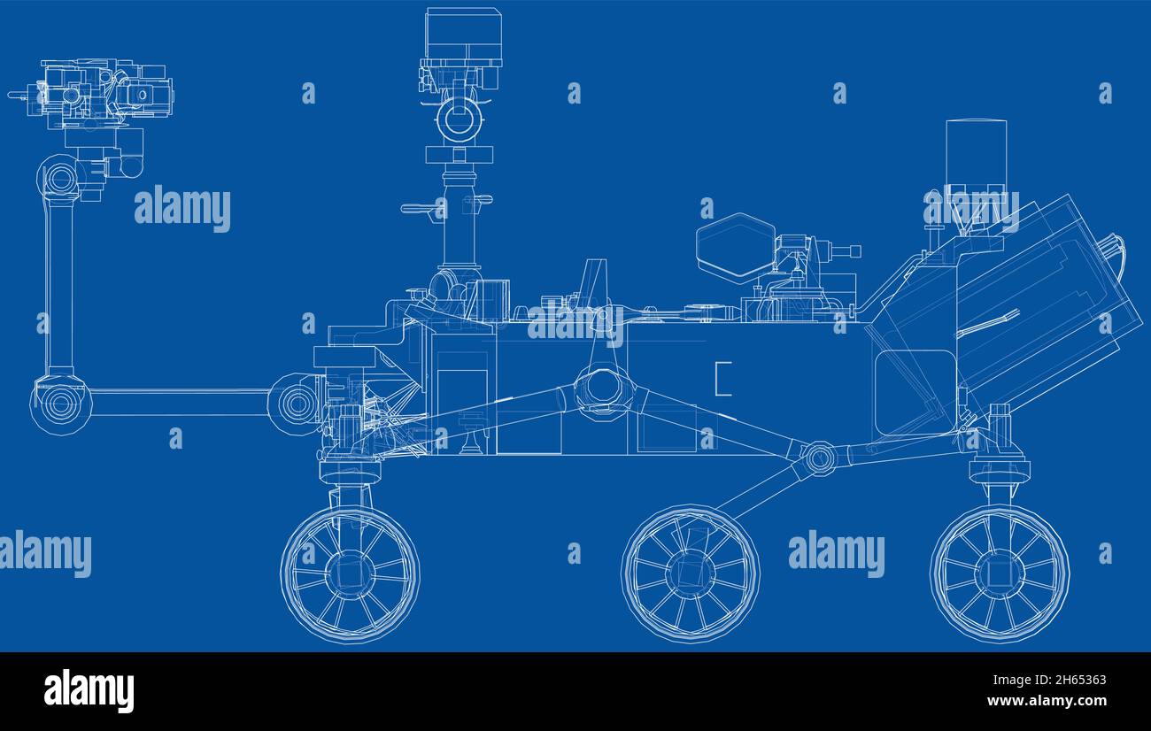 Mars Curiosity Rover Technical Drawing