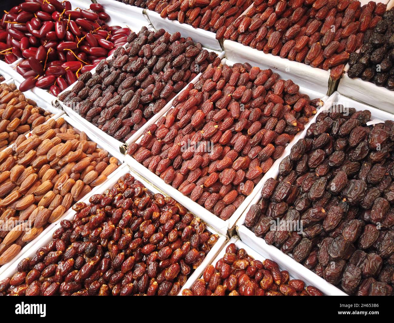 many date fruits display for sale at local market Stock Photo - Alamy
