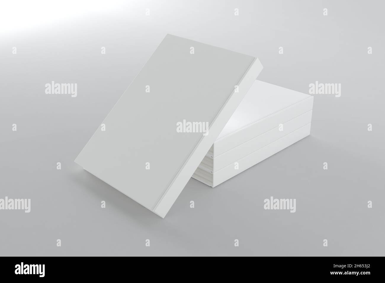 3d rendering of stacks of A4 papers with copy space over a white ...