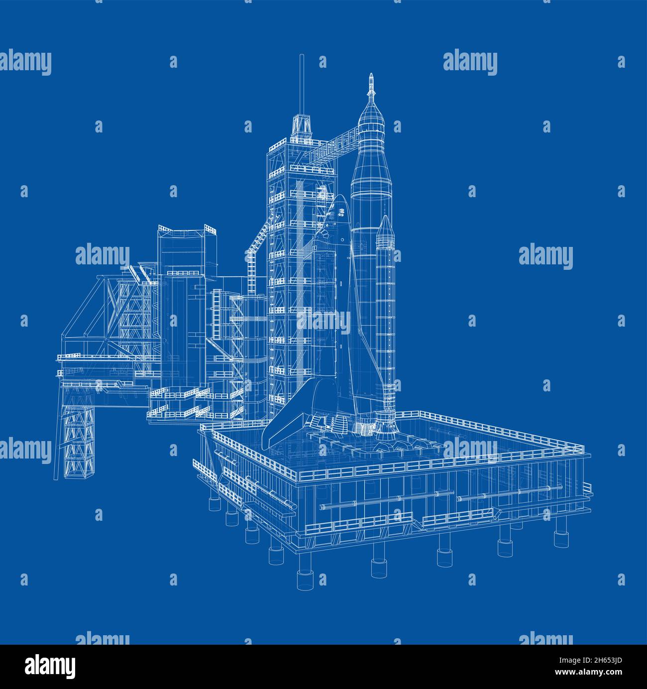 Space Rocket on launch pad. Vector Stock Vector Image & Art - Alamy