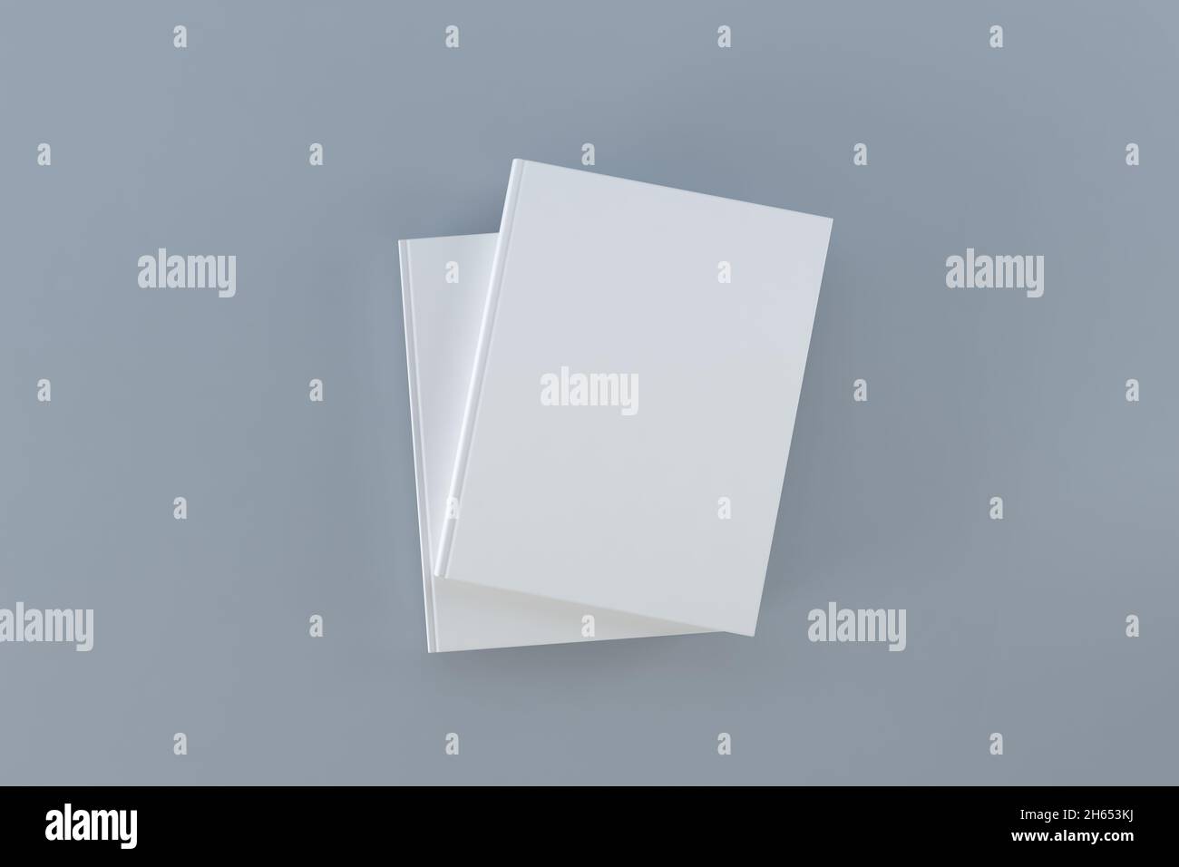 3d rendering of two stacks of A4 papers with copy space over a gray ...