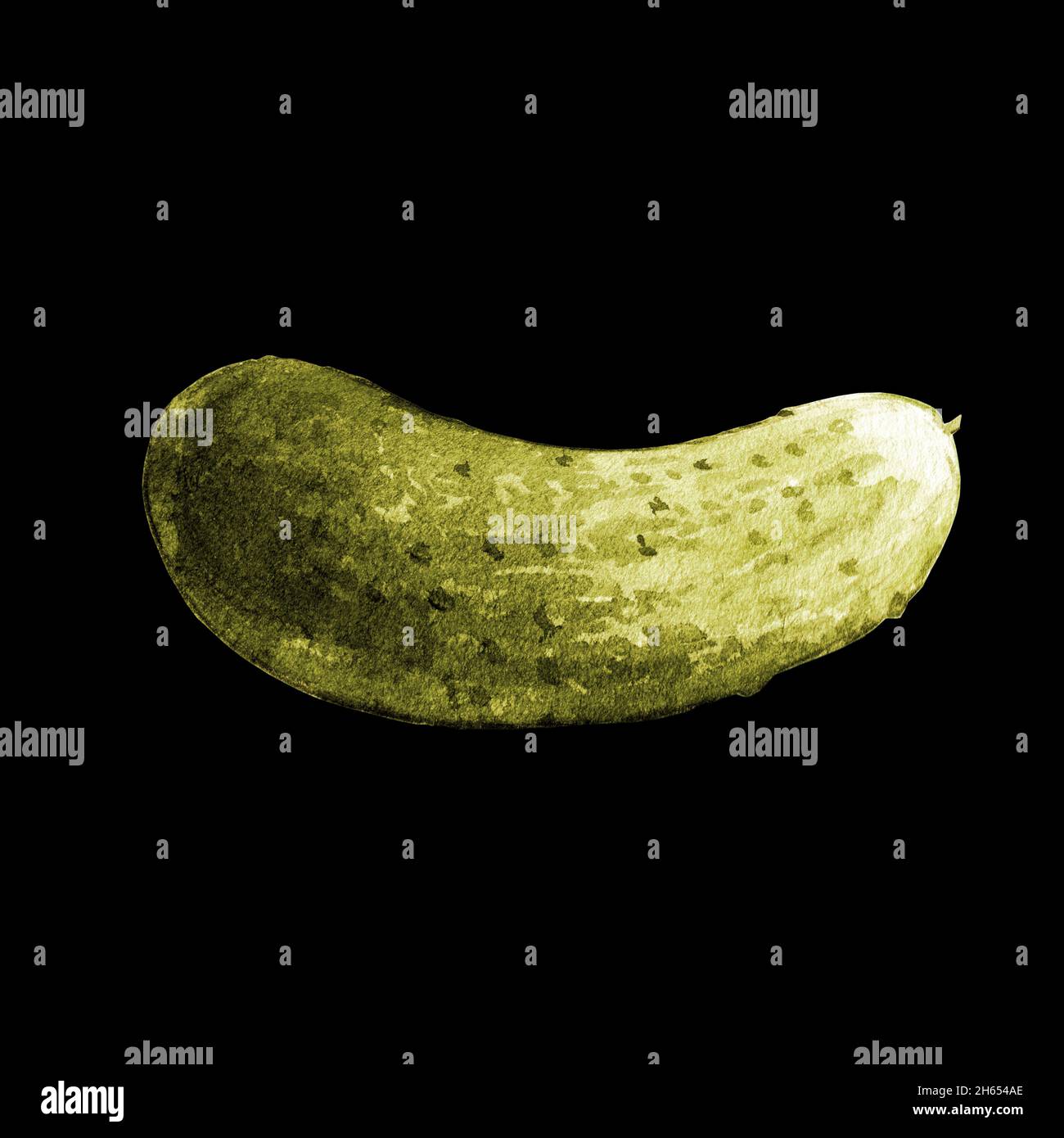 Pickle watercolor illustration on black background Stock Photo - Alamy