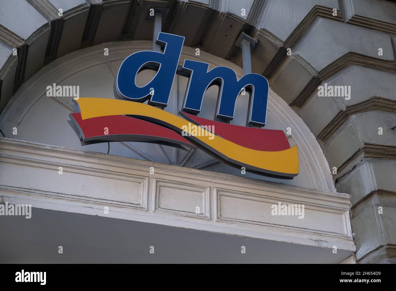 Budapest, Hungary - 1 November 2021: dm store logo close-up ...