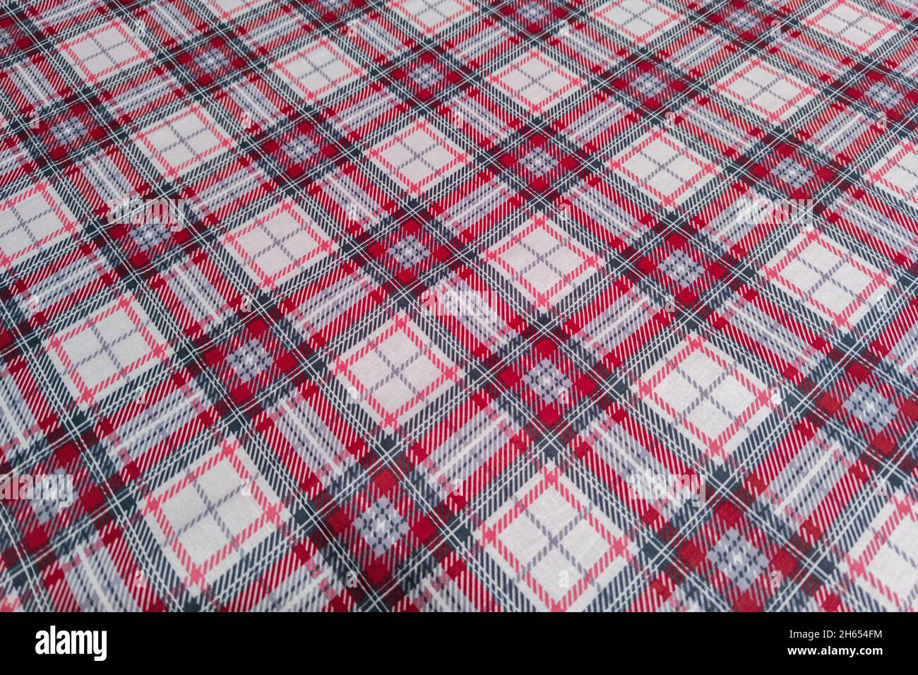 close-up perspective view of plaid pattern cloth surface Stock Photo ...