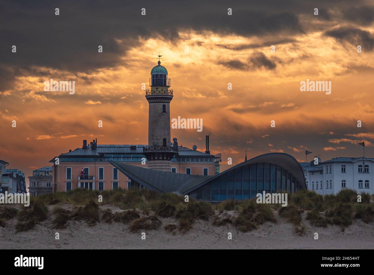 View to the Lighthouse in Warnemuende, Germany Stock Photo - Alamy