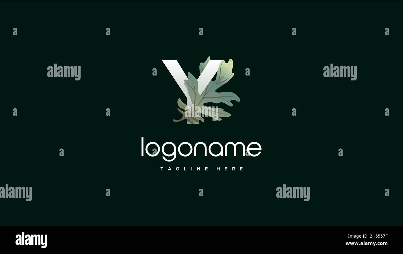 initial letter Y oak leaf logo design Stock Vector Image & Art - Alamy