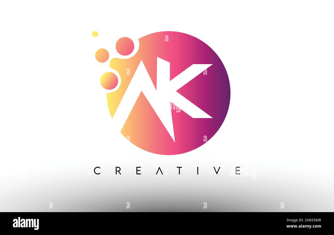 AK Dots Bubbles Letters in a Circle. AK Letter Design Logo with Purple ...