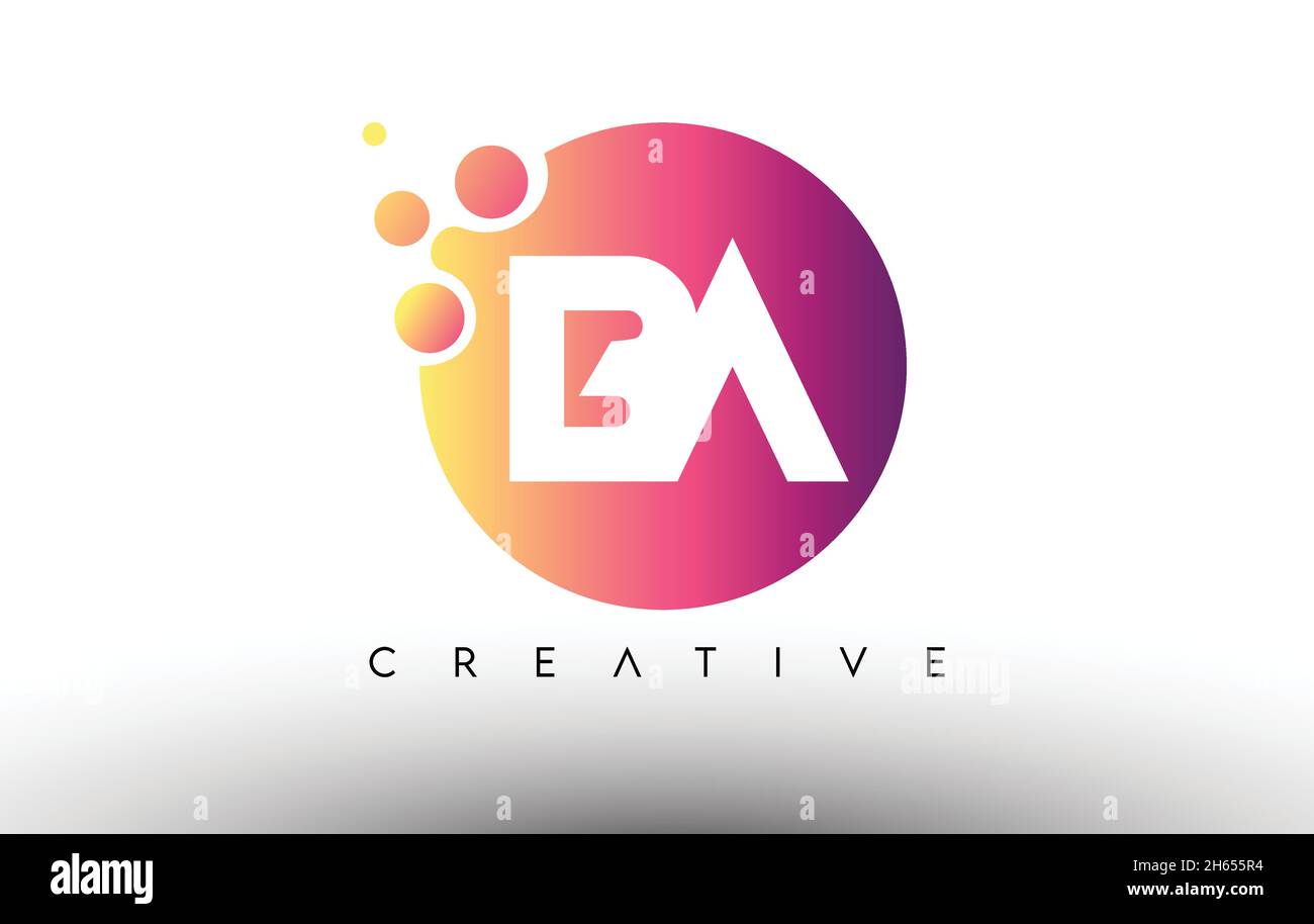 BA Dots Bubbles Letters in a Circle. BA Letter Design Logo with Purple ...