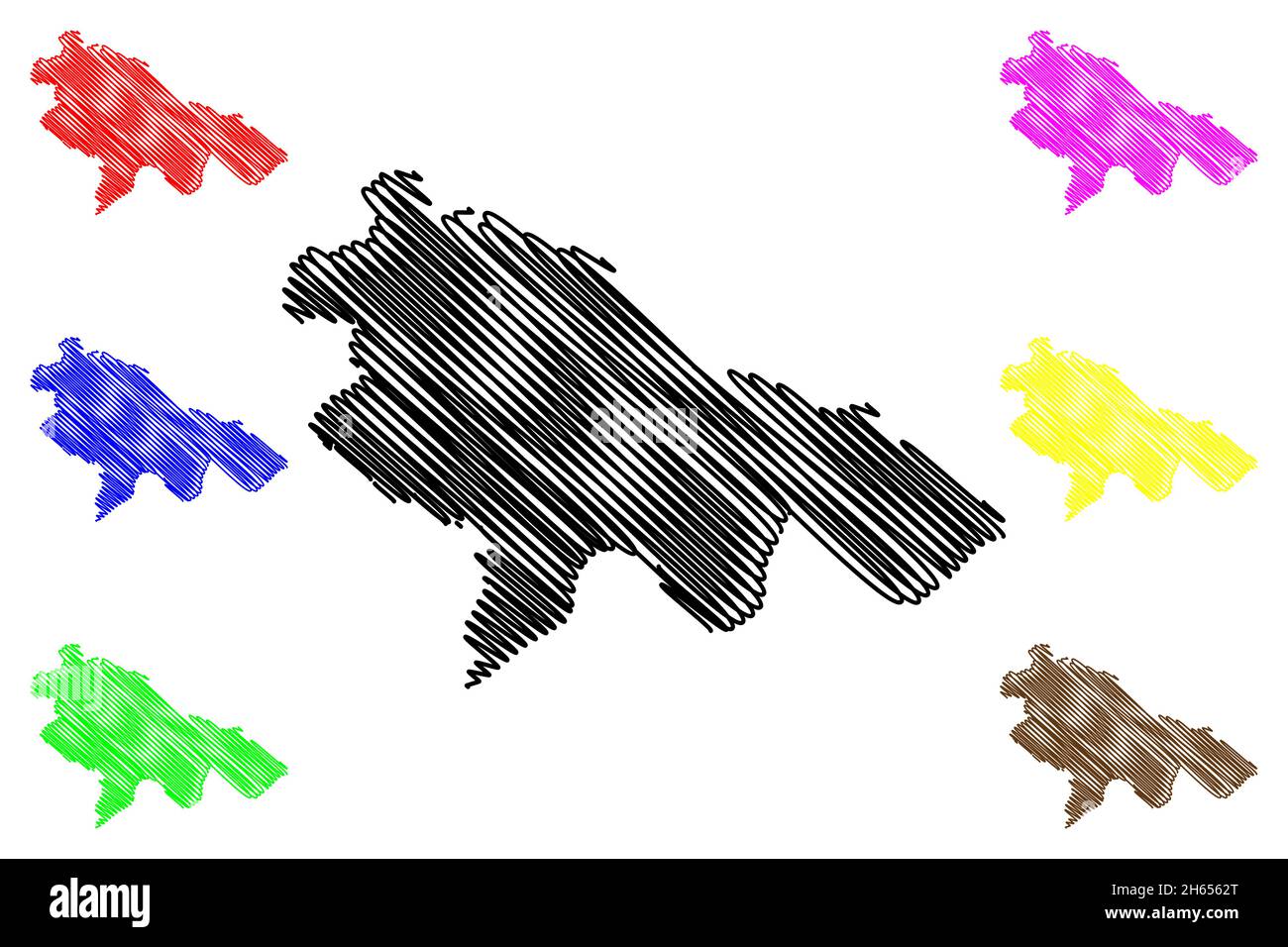 Ballia district (Uttar Pradesh State, Republic of India) map vector ...