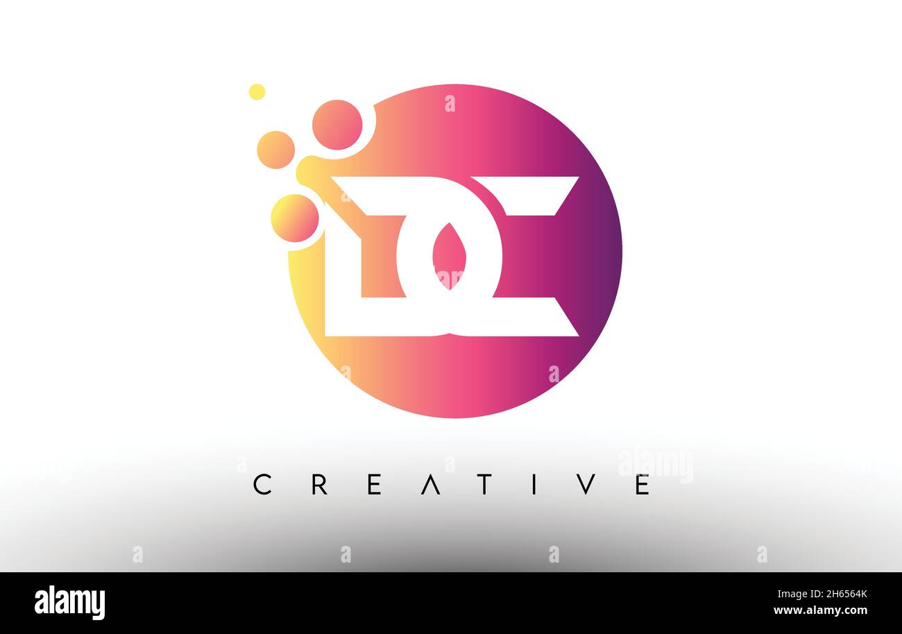 DC Dots Bubbles Letters in a Circle. DC Letter Design Logo with Purple ...