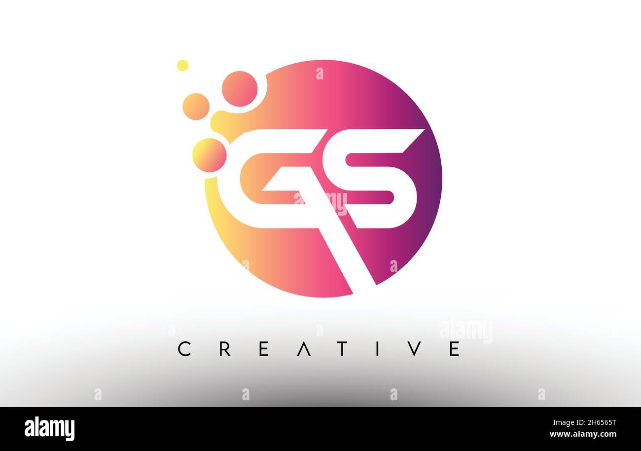 GS Dots Bubbles Letters in a Circle. GS Letter Design Logo with Purple ...