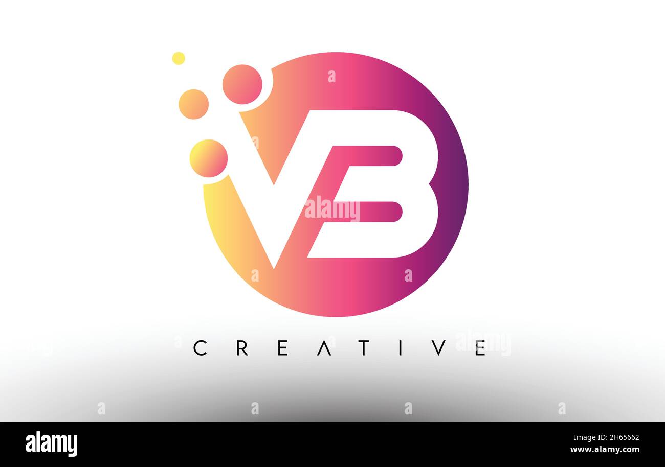 VB Dots Bubbles Letters in a Circle. VB Letter Design Logo with Purple ...