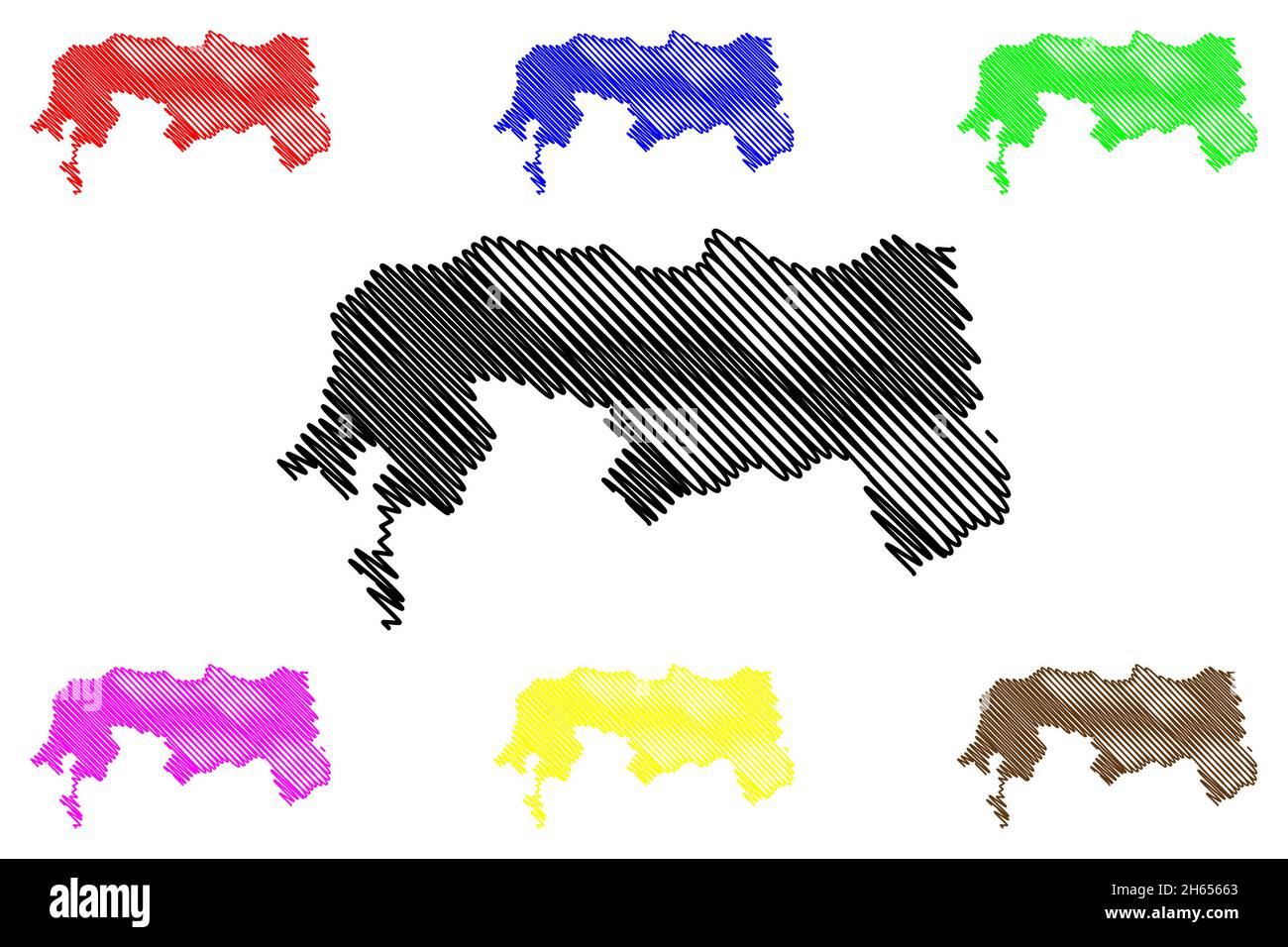 Baksa district (Assam State, Republic of India) map vector illustration ...