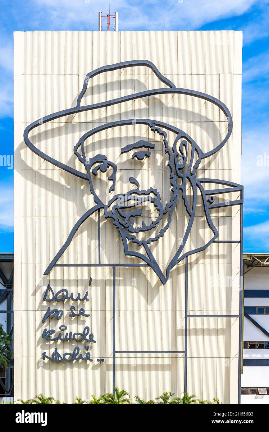 Sculpture of Juan Almeida Bosque in a famous building in Santiago de ...