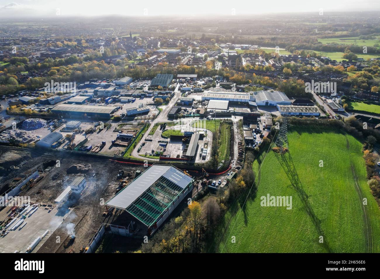 aerial view of an industrial estate in Northern England, UK Stock Photo ...