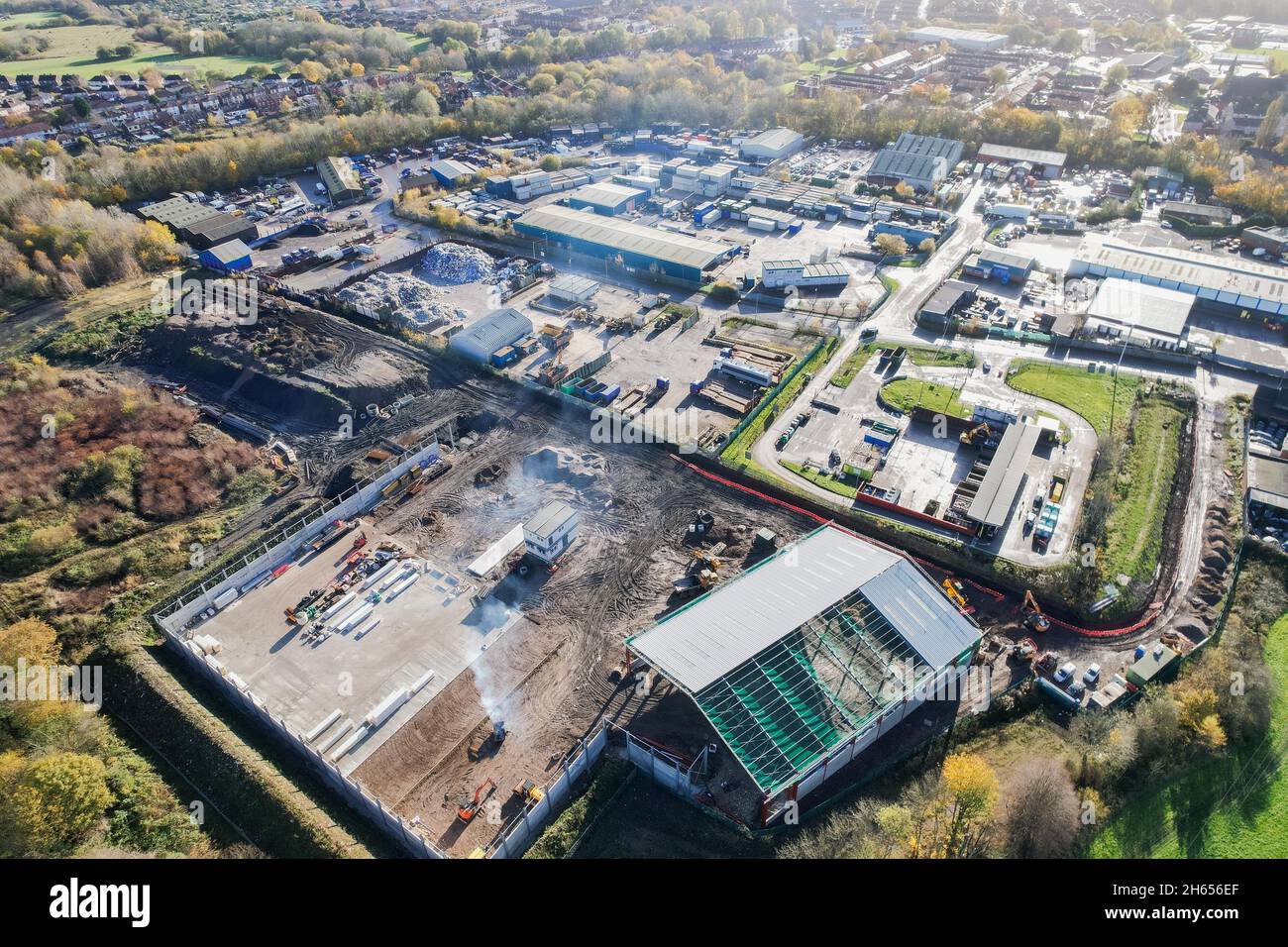 aerial view of an industrial estate in Northern England, UK Stock Photo ...