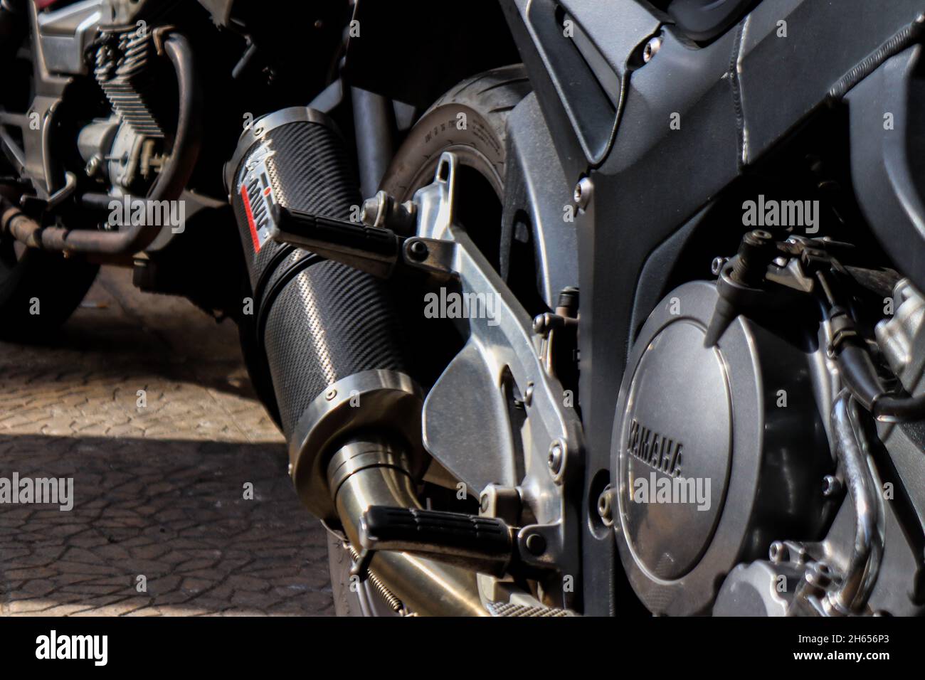 Athens, Greece - November 06, 2021 Motorcycle parked in the streets of ...