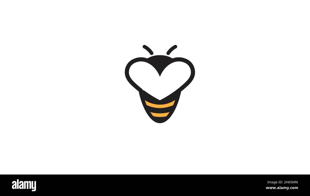 Creative Bee Insect Heart Symbol Abstract Logo Vector Symbol Icon ...