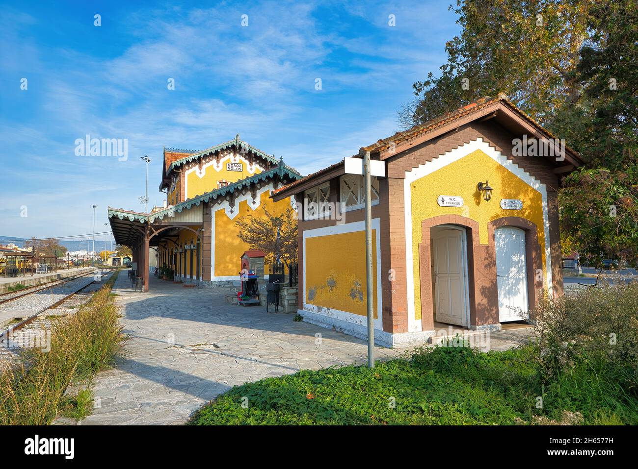 Volos Greece, beautiful old train station. beautiful building of Volos ...