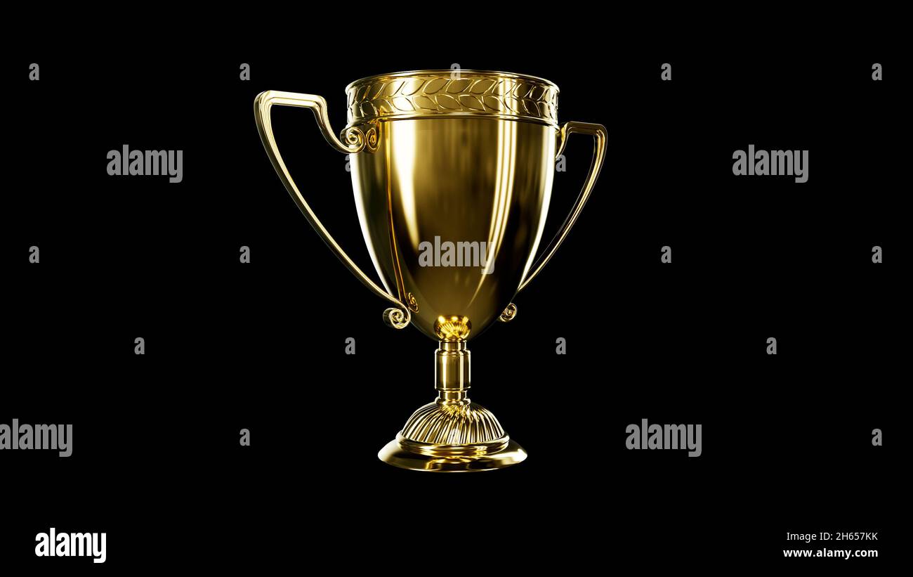 beautiful golden 1st place prize cup - contest victory sign, isolated ...