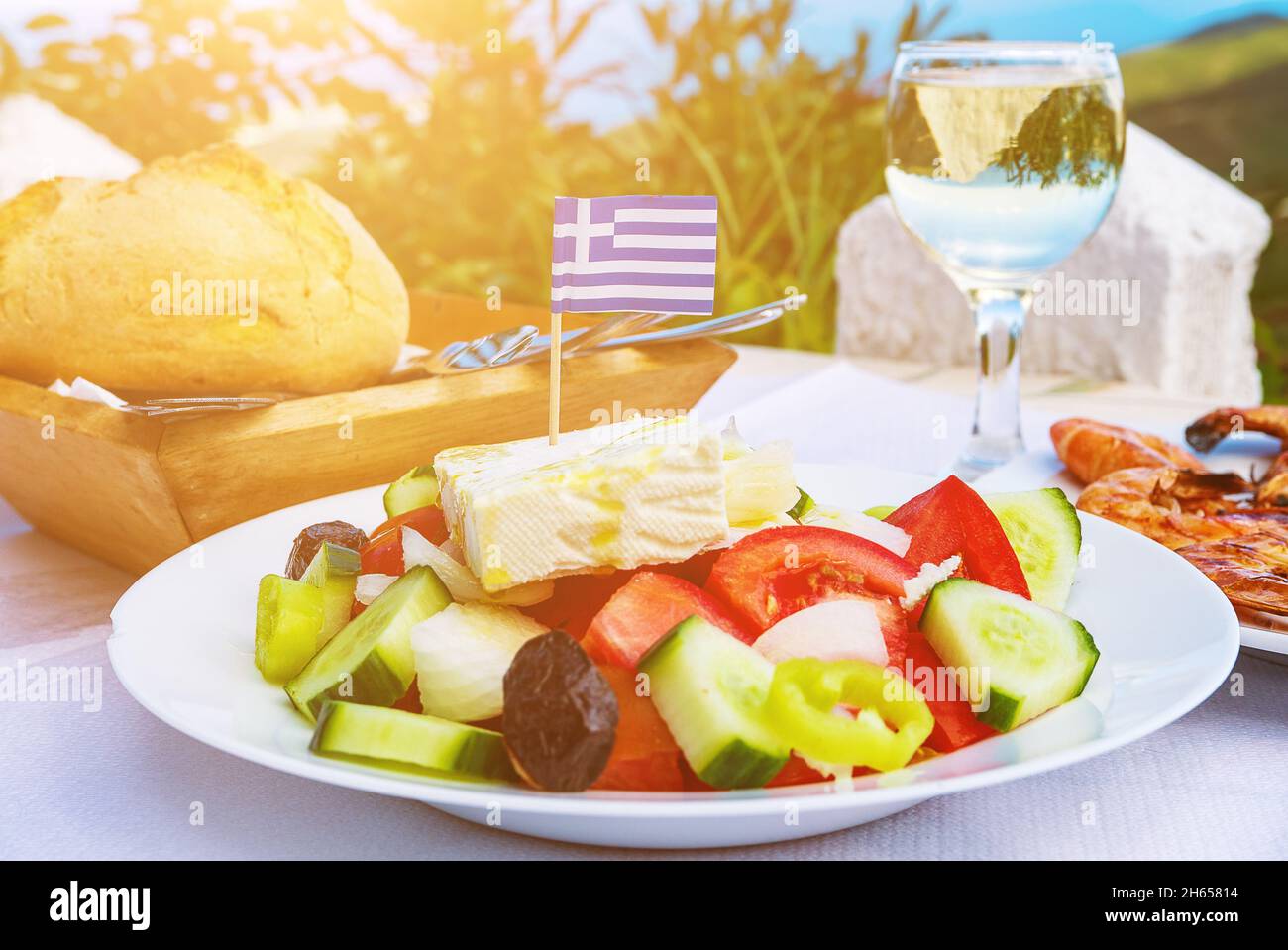 Greek food background Stock Photo - Alamy