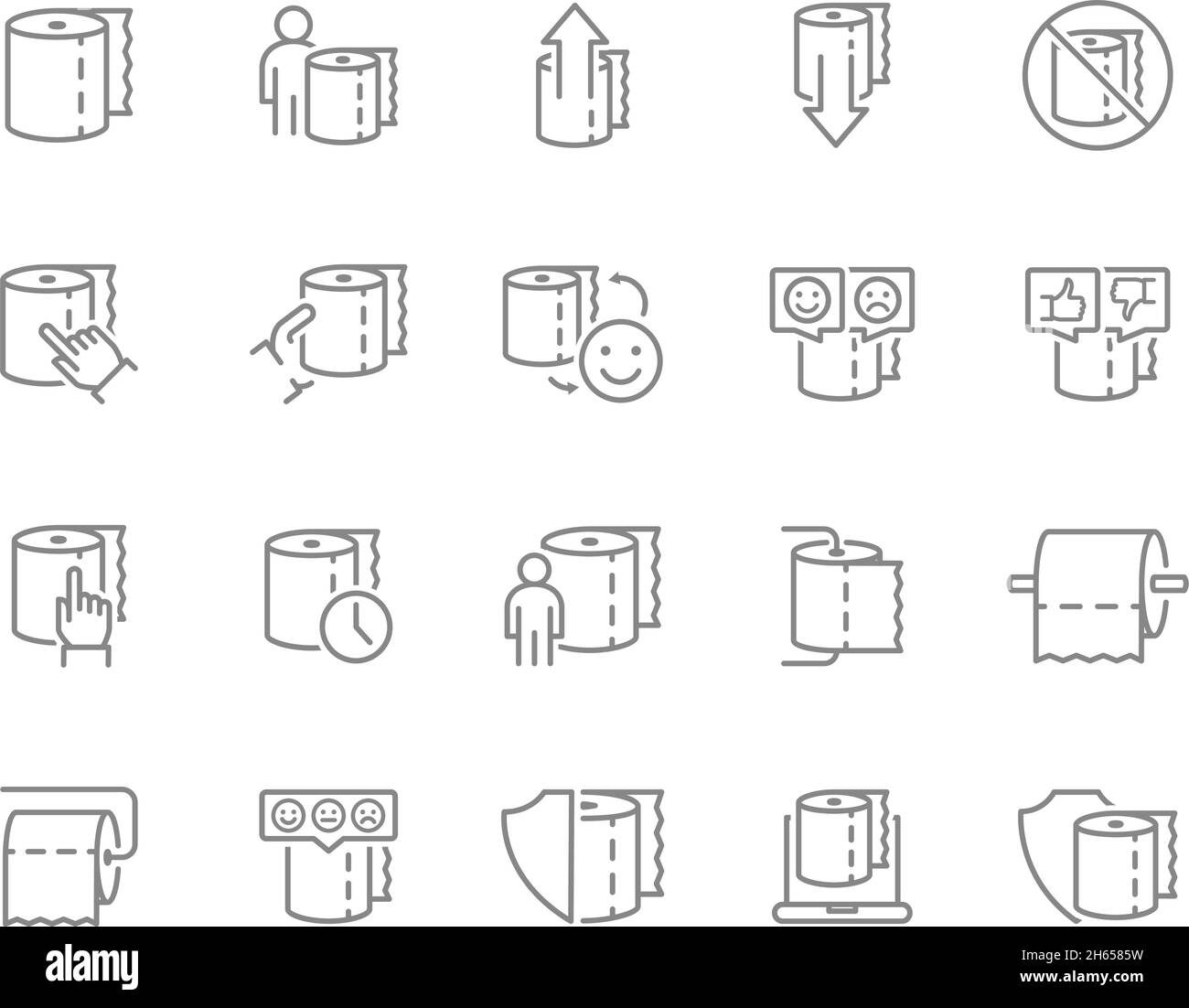 Set of toilet paper line icons. Wet wipes, public toilet, layered ...
