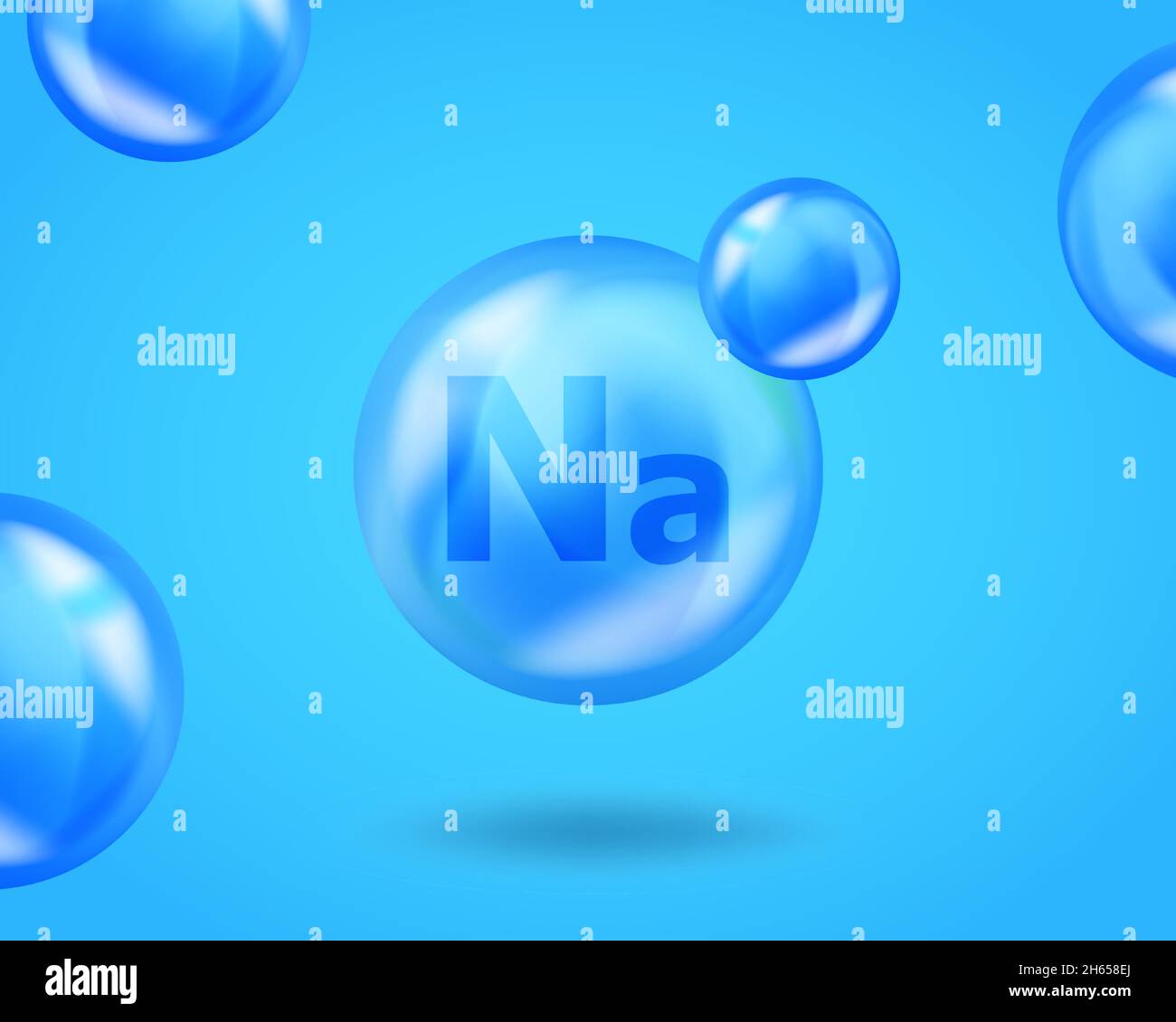 3D Mineral Na Sodium drop pill capsule. Blue nutrition design for ...