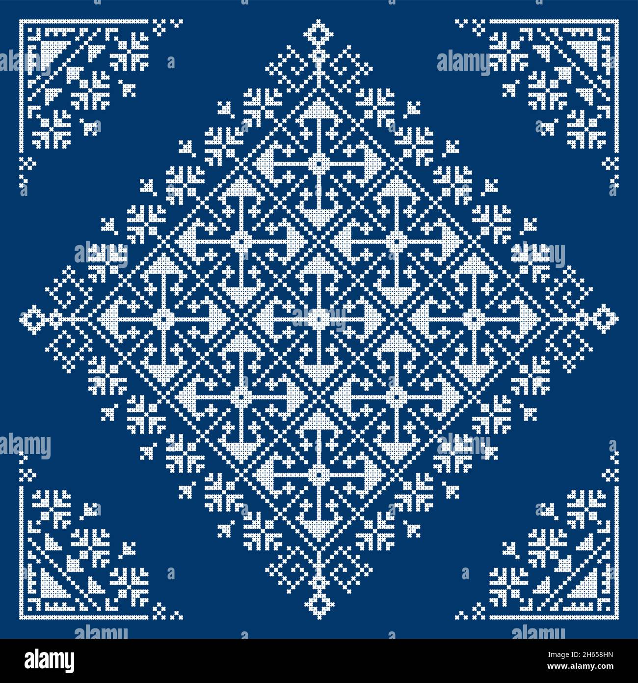 Bosnia and Herzegovina ethnic folk art vector pattern styled as the old ...