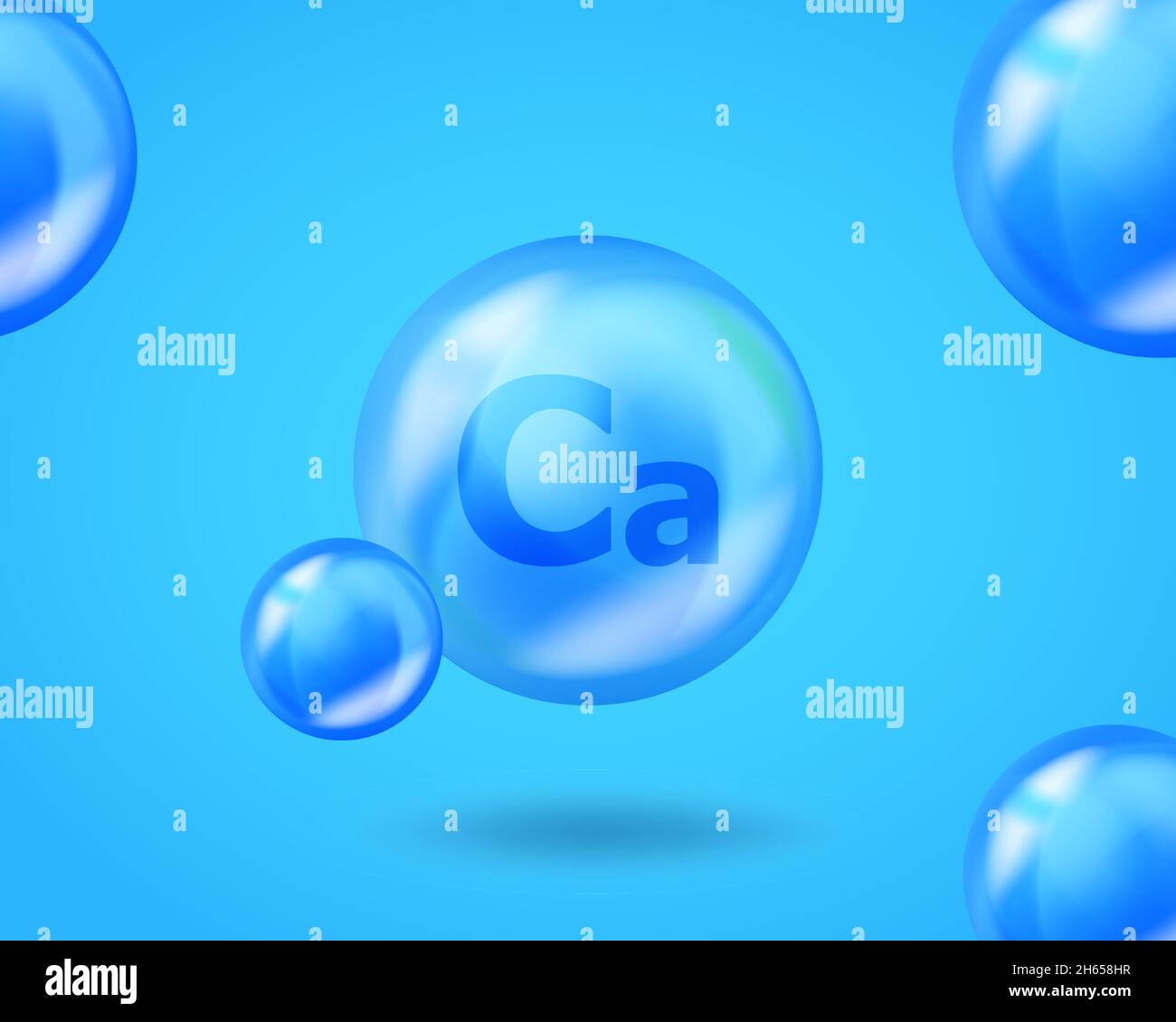 3D Mineral Ca Calcium drop pill capsule. Blue nutrition design for ...