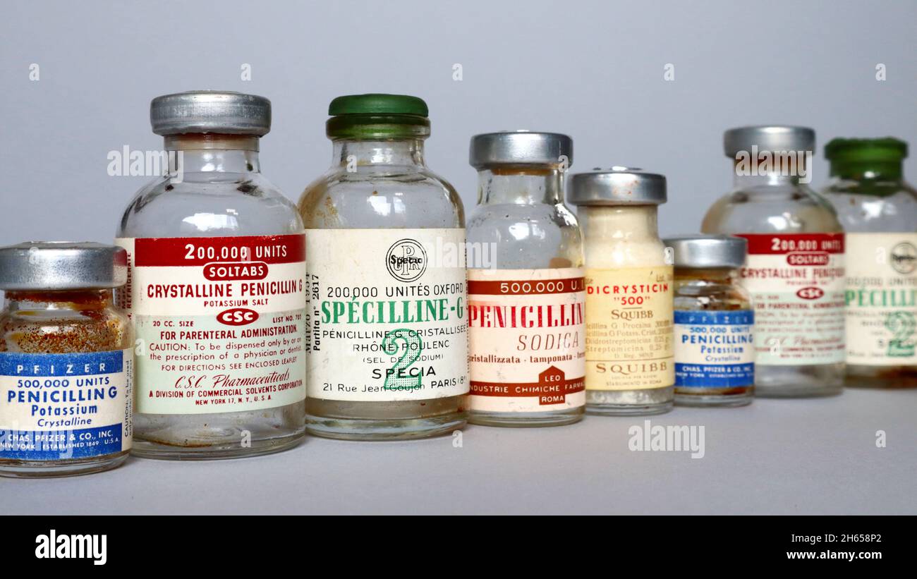 Vintage 1950s Vials of PENICILLIN G Produced by CSC Pharmaceuticals New ...