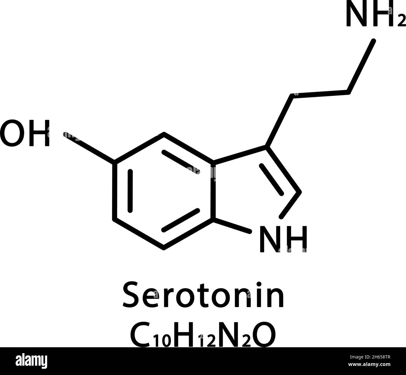 Serotonin molecular structure. Serotonin skeletal chemical formula ... Serotonin molecular structure. Serotonin skeletal chemical formula ...