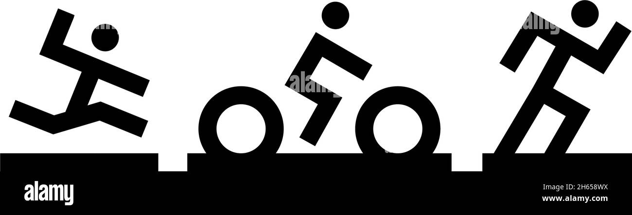 Triathlon line icon set. Swimming, running and bike symbols. Simple ...