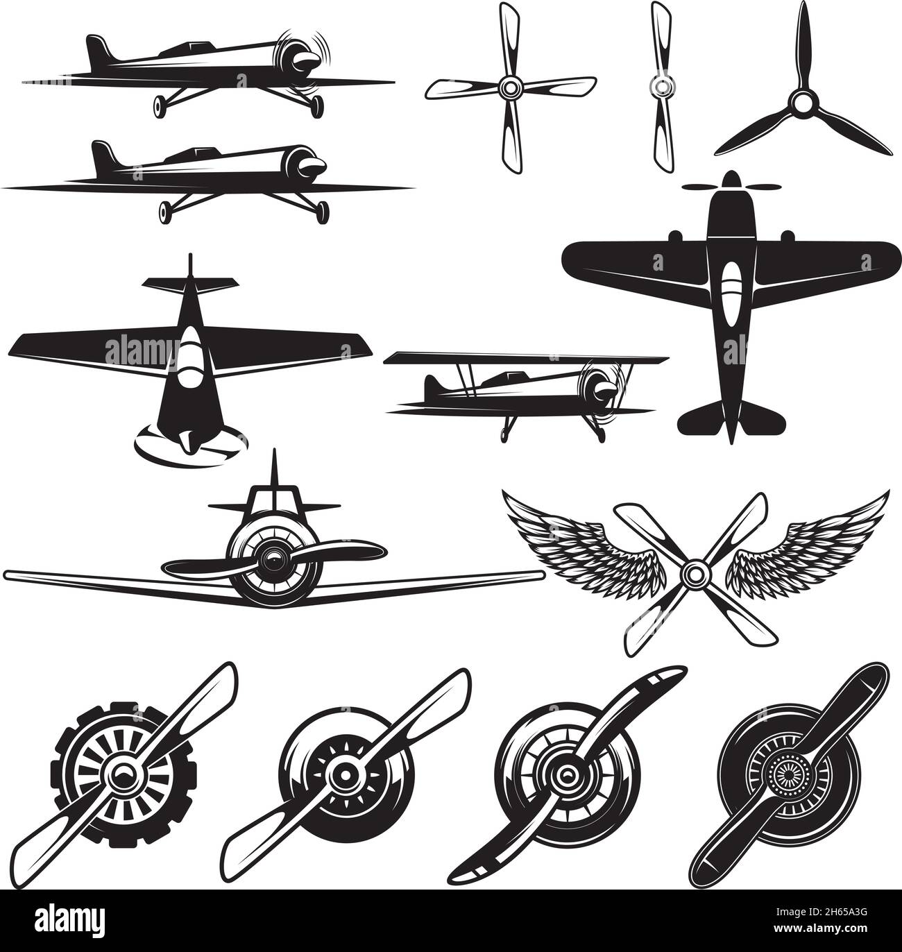 Single engine airplanes Stock Vector Images - Alamy