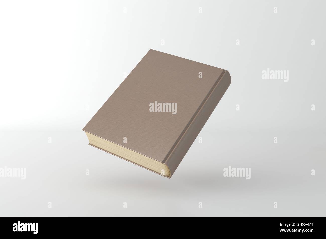 3d rendering of a book with a beige cover and copy space over a white ...