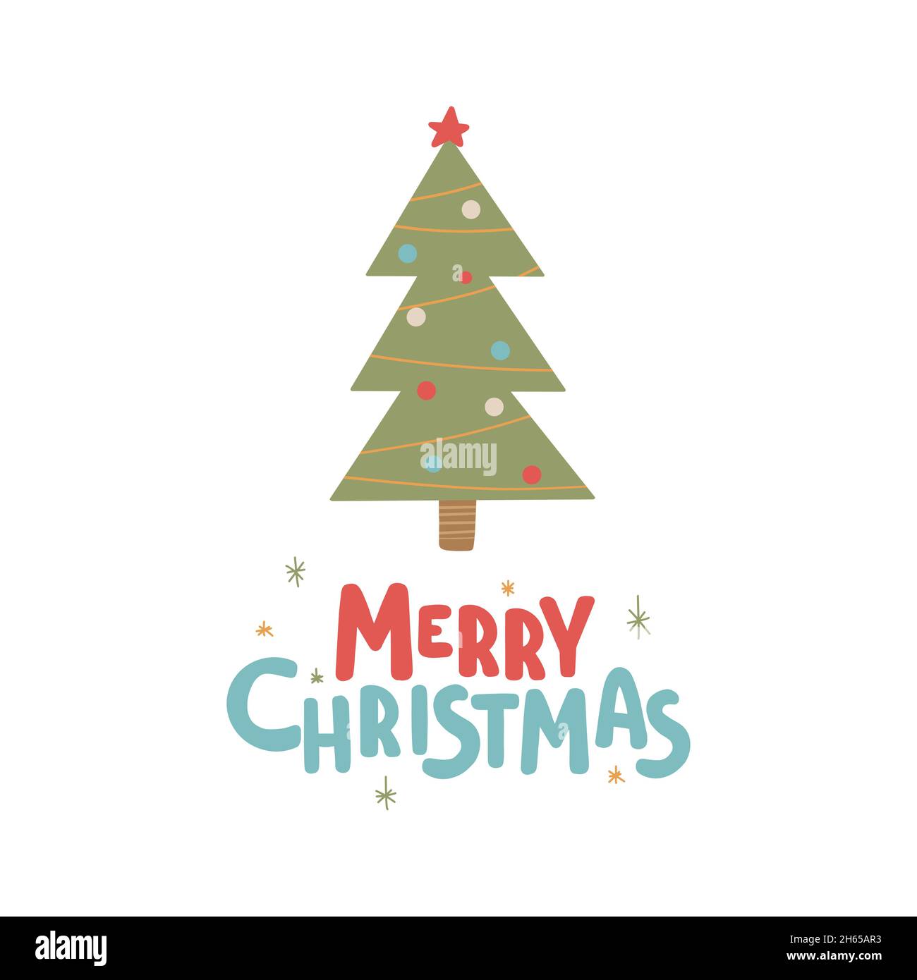 Christmas and New Year symbols tree and text - Merry Christmas ...