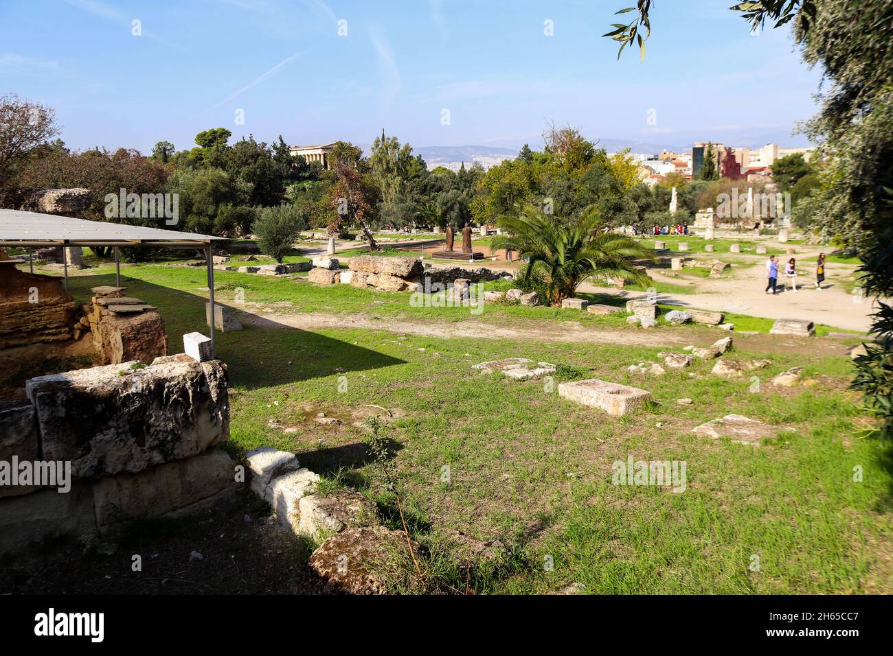 Athens, Greece - November 07, 2021 The Ancient Agora. The main square ...