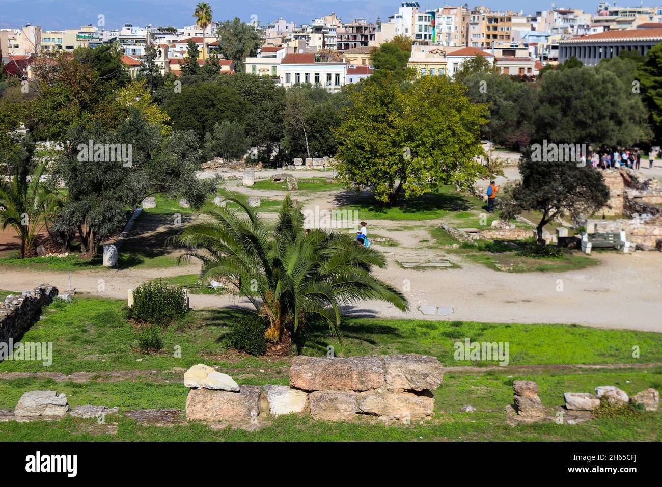 Athens, Greece - November 07, 2021 The Ancient Agora. The main square ...