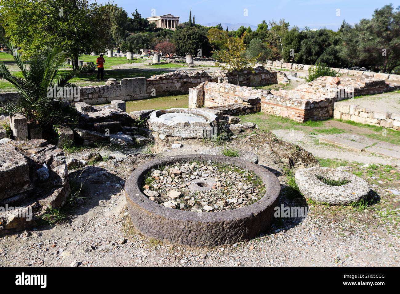 Athens, Greece - November 07, 2021 The Ancient Agora. The main square ...