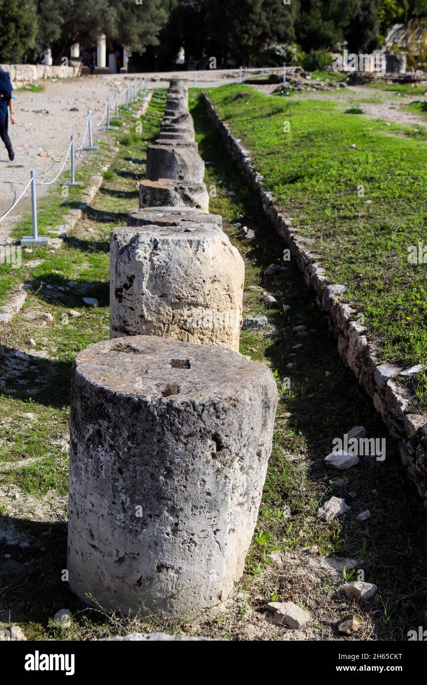 Athens, Greece - November 07, 2021 The Ancient Agora. The main square ...