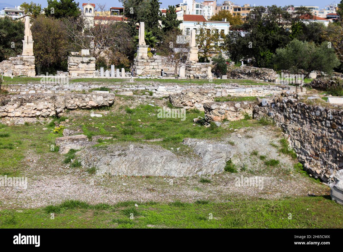 Athens, Greece - November 07, 2021 The Ancient Agora. The main square ...