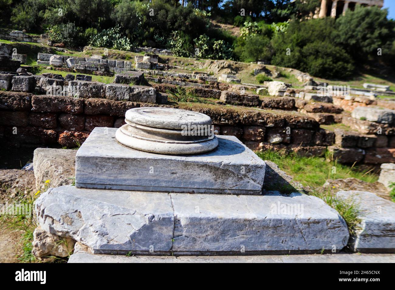 Athens, Greece - November 07, 2021 The Ancient Agora. The main square ...