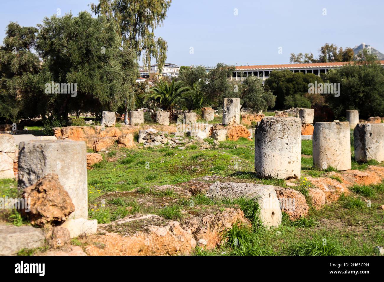 Athens, Greece - November 07, 2021 The Ancient Agora. The main square ...
