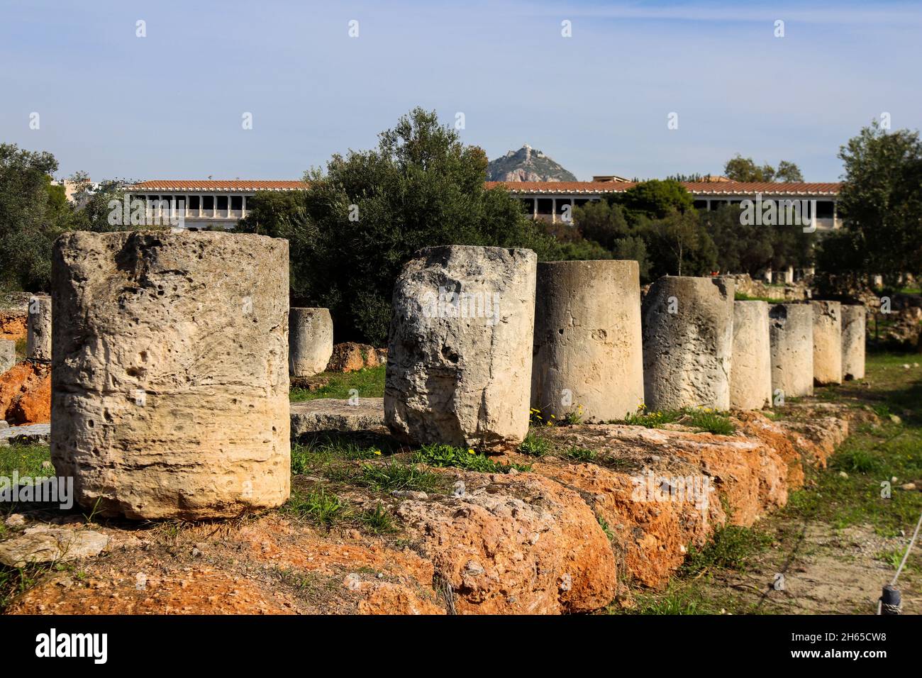 Athens, Greece - November 07, 2021 The Ancient Agora. The main square ...