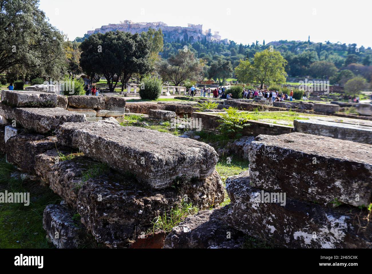Athens, Greece - November 07, 2021 The Ancient Agora. The main square ...