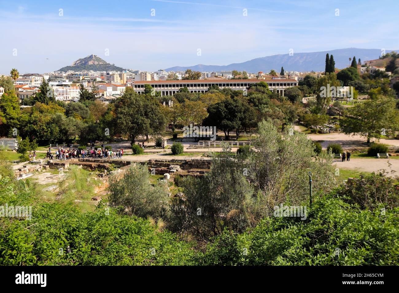 Athens, Greece - November 07, 2021 The Ancient Agora. The main square ...