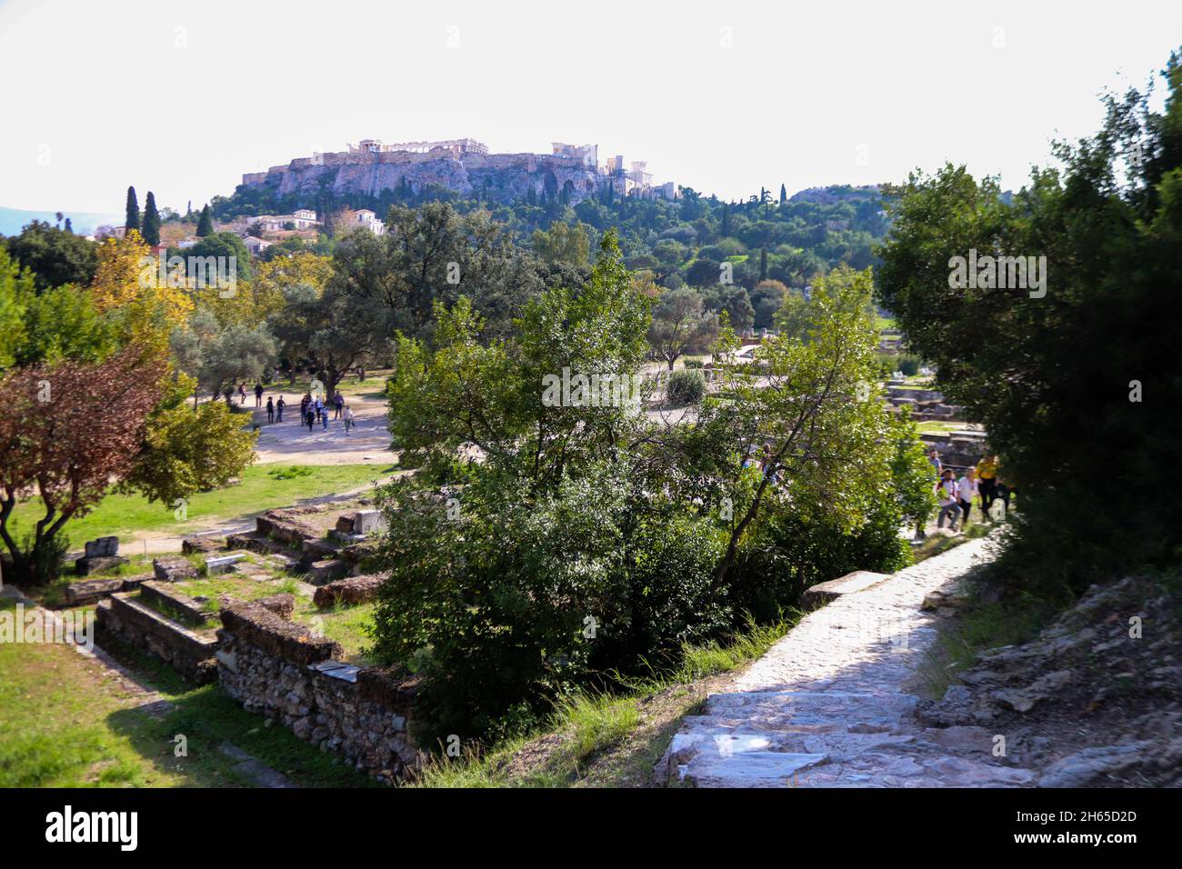 Athens, Greece - November 07, 2021 The Ancient Agora. The main square ...