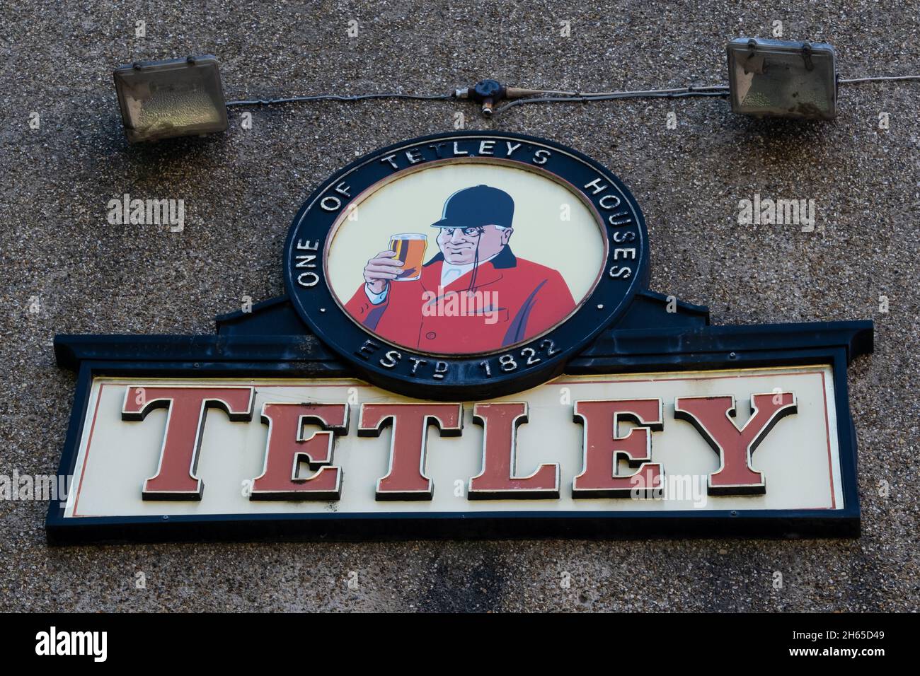 Tetley sign on the wall of a pub Wavertree in Liverpool May 2021 Stock ...