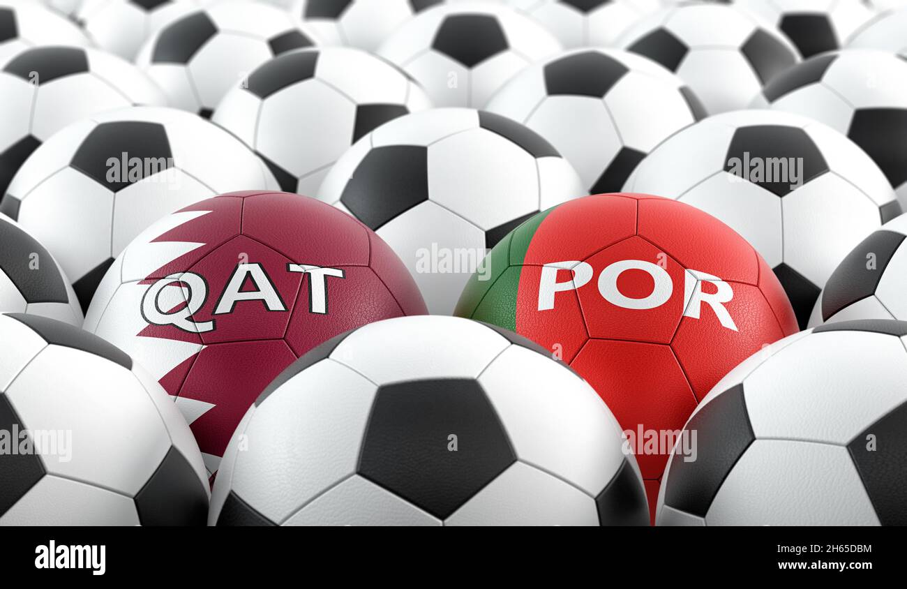 Portugal vs. Qatar Soccer Match - Leather balls in Portugal and Qatar ...
