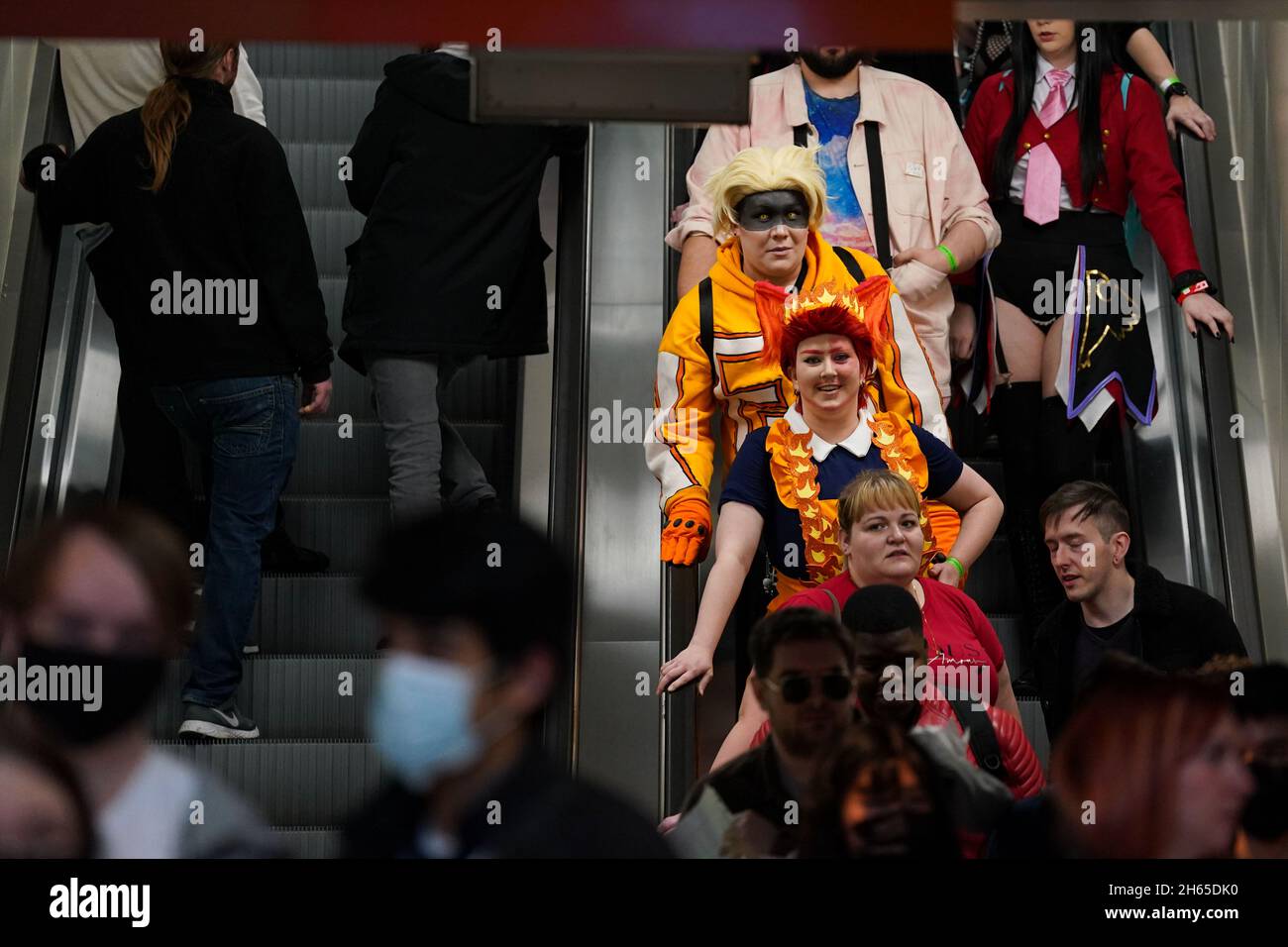 Cosplayers arrive for the MCM Comic Con at the NEC in Birmingham ...