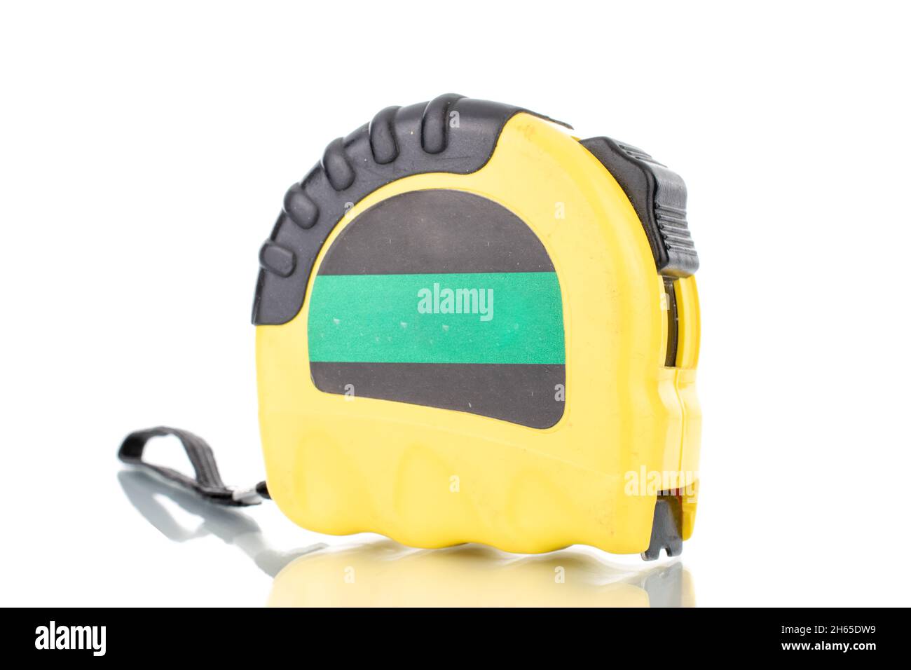 One tape measure for construction work, close-up, isolated on white ...